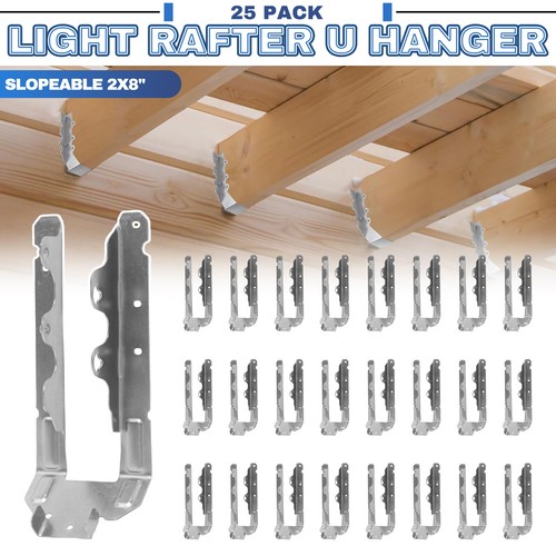 Light Joist Rafter U Hanger for Slopeable 2‘’X8'' Galvanized surface 25 ...