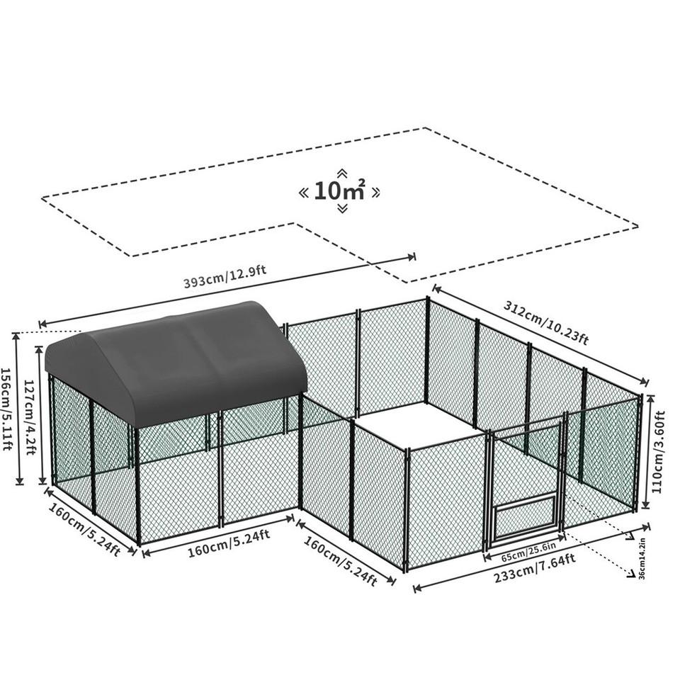 3.9x3.1x1.5m Large Walk In Chicken Run Galvanised Chicken Cage Coop ...