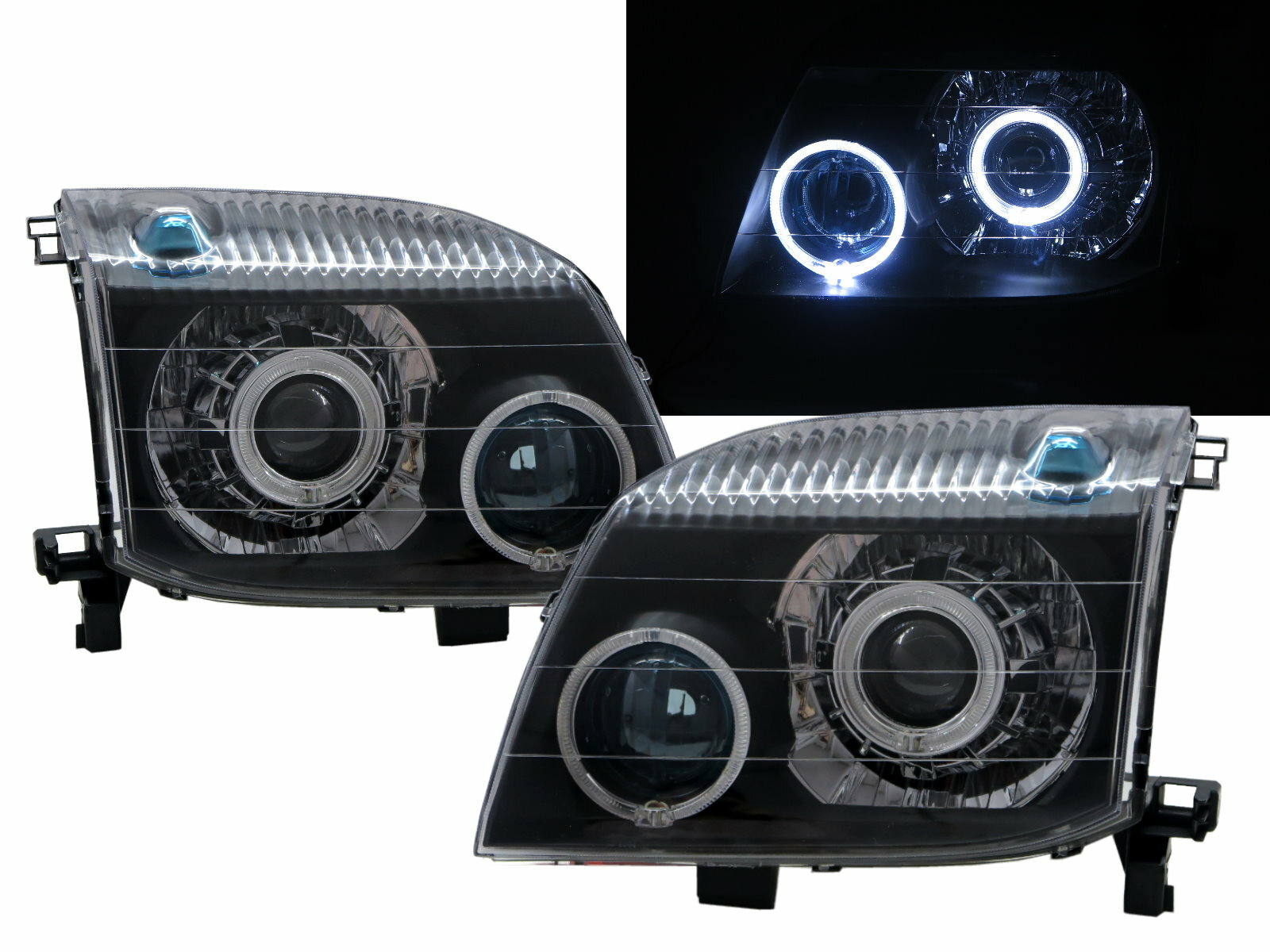X-TRAIL T30 01-07 SUV Guide LED Angel-Eye Projector Headlight BK for ...