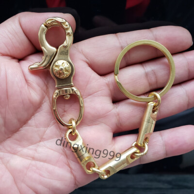 Handmade Brass Wallet Swivel Connector key Chain Ring Holder Belt Hook ...