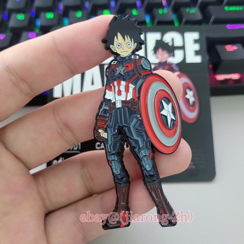 One Piece Monkey D. Luffy Cos Captain America funny Metal Badge Pin ...