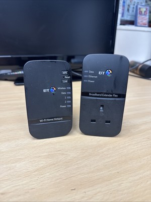 2 x BT Broadband Extender Flex 500 Passthrough Powerline Adapters + 2 x ...