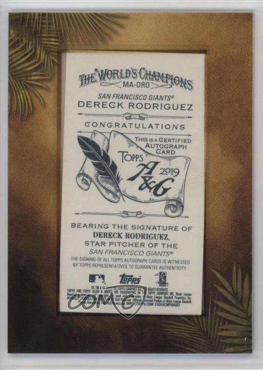 2019 Topps Allen & Ginter Mini Baseball Red Ink 4/10 Dereck Rodriguez ...