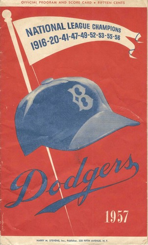 1957 BROOKLYN DODGERS Vintage *OFFICIAL BASEBALL PROGRAM & SCORE CARD ...