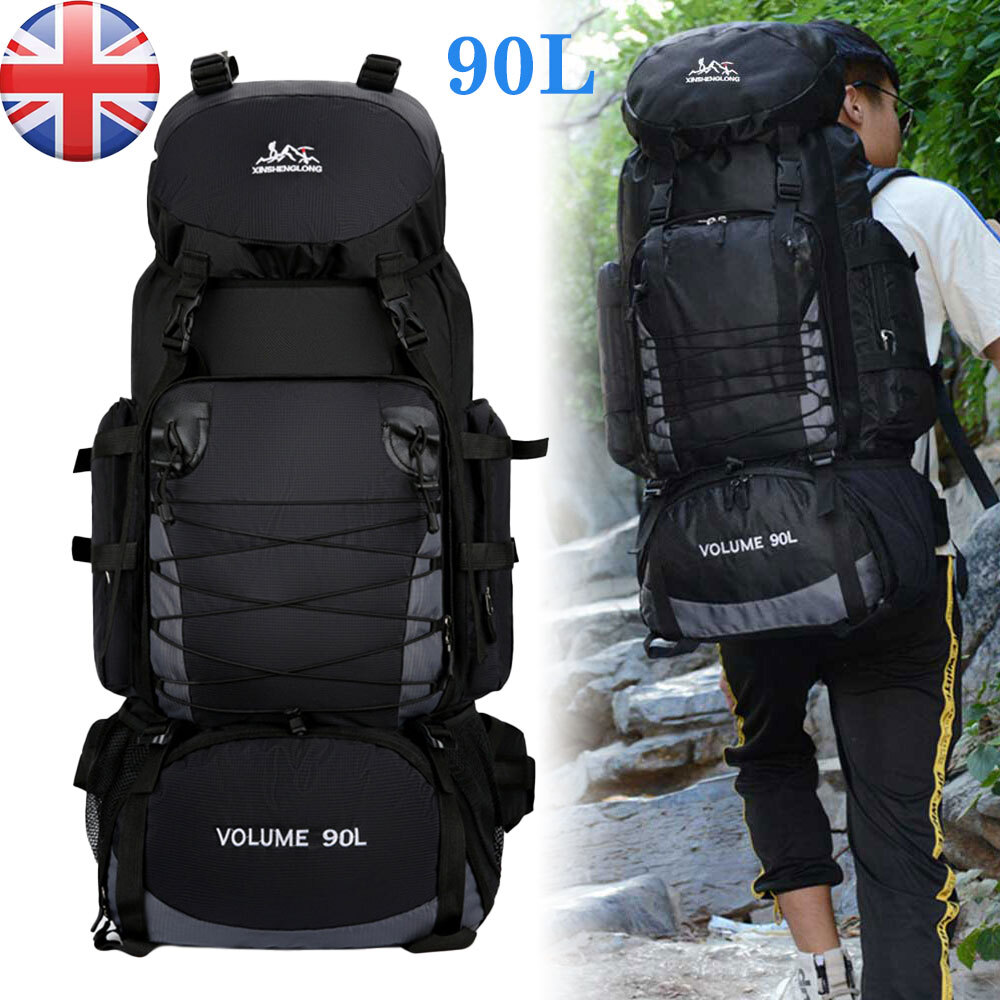 90L Hiking Rucksack Outdoor Camping Travel Bag Luggage Large Backpack ...