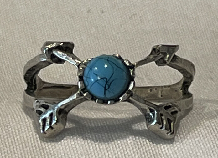 Vintage Crossed Arrows Turquoise Ring Size 7 - Gem
