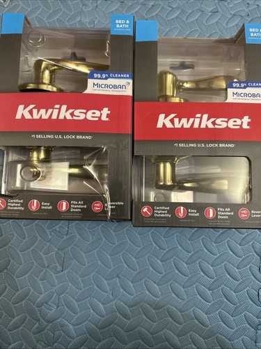 Kwikset Tustin Polished Brass Privacy Lockset ANSI/BHMA Grade 2, 1-3/4 ...