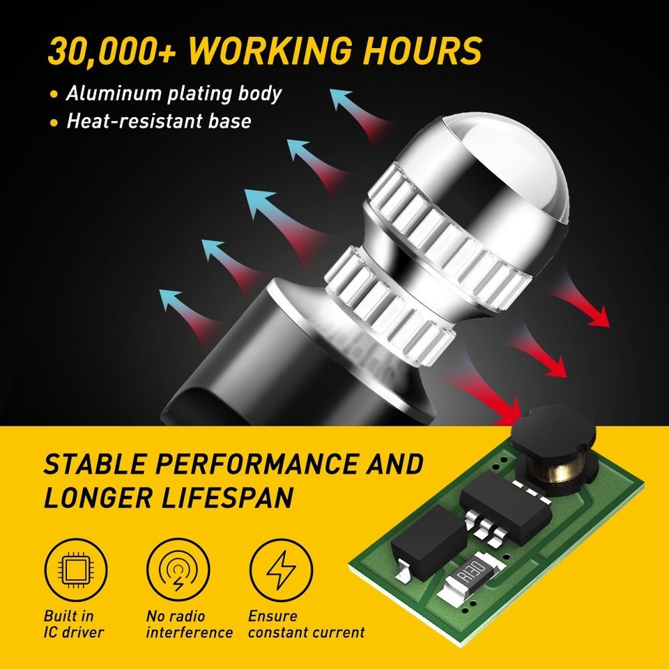 2x 7443 7440 LED Brake Stop Tail Light Bulbs Red CANbus No Error AUXITO ...