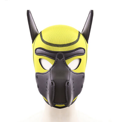 1pc yellow Dog Mask Puppy Play Dog Hood Mask Strap Slave Pup Role ...