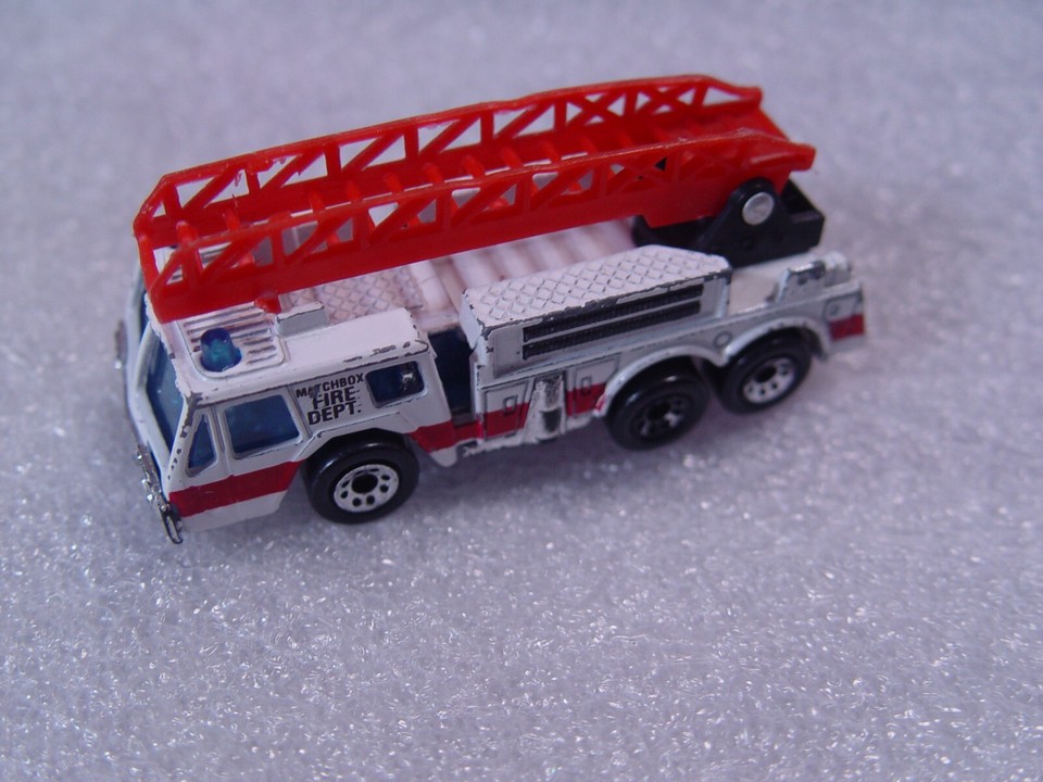 Matchbox Fire Dept White Fire Engine Truck with Red Ladder Diecast ...