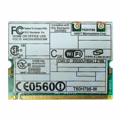 IBM Thinkpad 11B/G Wireless Mini PCI Card FRU: 91P7416 For R50 R51 T40 ...