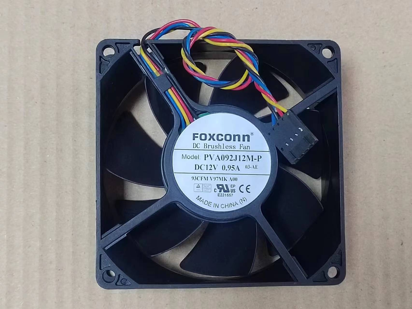 FOXCONN PVA092J12M-P Fan 12V 0.95A 90x90x32mm 4-Pin Case/CPU Cooling ...
