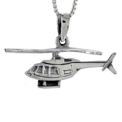 Sterling Silver Helicopter Pendant / Charm, Italian Box Chain | eBay