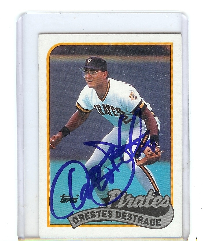 1989 TOPPS AUTOGRAPHED ORESTES DESTRADE ROOKIE CARD WITH COA FROM ...