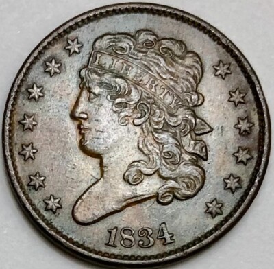 1834 Classic Head Half Cent AU+ Details | eBay
