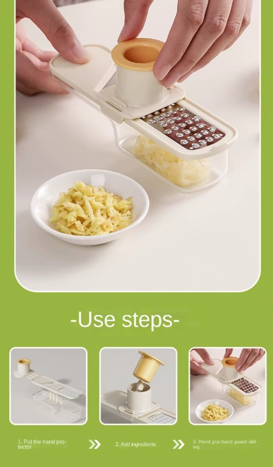 3-in-1 Mini Ginger Garlic Slicer Grater Mandoline w Hand Guard Easy ...