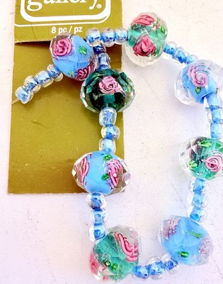 Bead Gallery Aqua Glass Lampwork Rondelle Bead | eBay