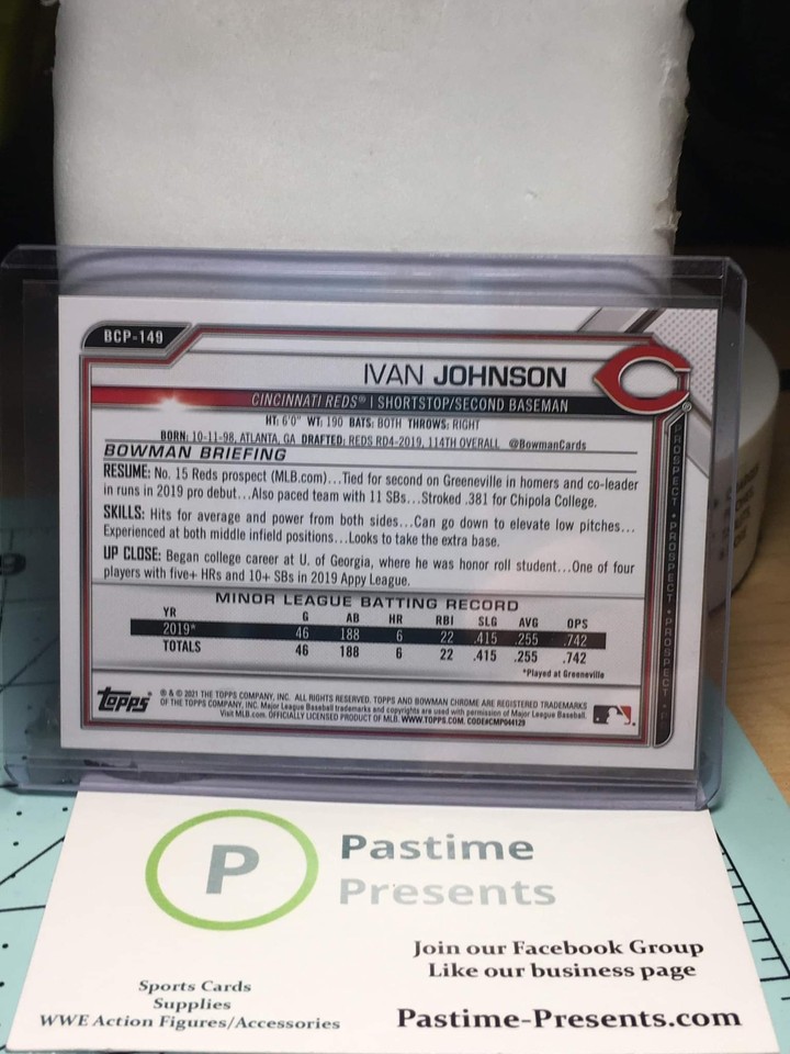 2021 Bowman Chrome #BCP-149 Ivan Johnson 1st Bowman Chrome Cincinnati Reds (C) | eBay