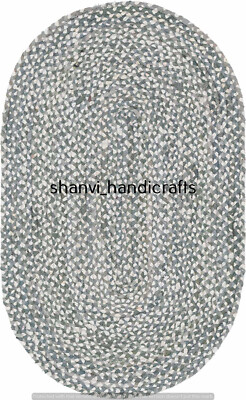 Hand Braided Cotton Oval Rug 3x5 Feet Area Rug Dining Room Floor Carpet ...