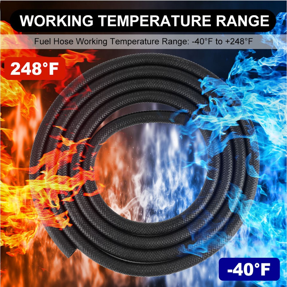 3/8" ID Fuel Line Hose SAE 30R7,300 psi 10' Length Rubber Fuel Line ...