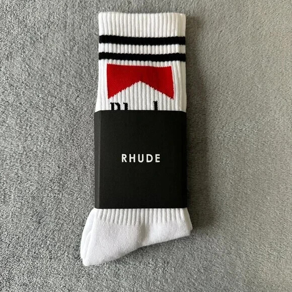 NEW RHUDE Red Vintage Cigarette Box Logo Leisure Middle Tube Cotton ...