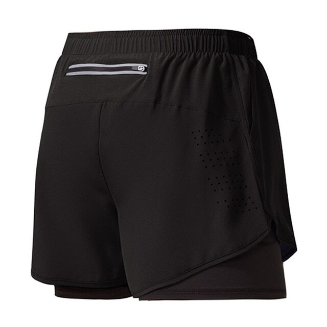 Men's Running Shorts Quick-drying Fitness Black Double Layer Shorts Men ...