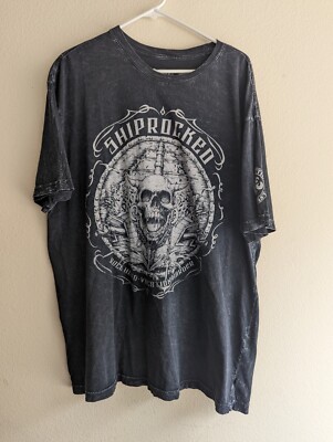 Men’s Affliction T-shirt Size XXXL Black Grey Fade Shiprocked Miami ...