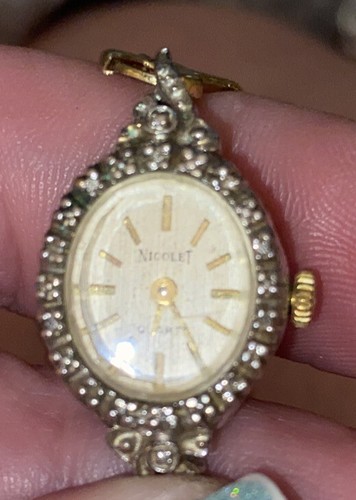NICOLET Diamond Quartz Watch 10k Gold | eBay