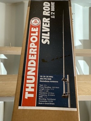 Thunderpole 1/2 Wave | CB Radio Aerial AM/FM/SSB Silver Rod Type Base Antenna | eBay UK