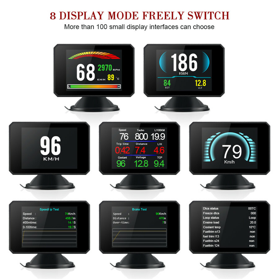Car OBD2 HUD Head Up Display Speedometer Alarm Oil Water Temp Gauge ...