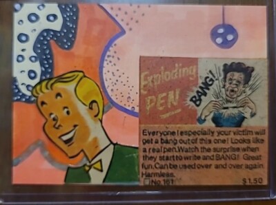 Original Paiting Aceo Exploding Pen Classic Comic Assamblage Old Prank ...