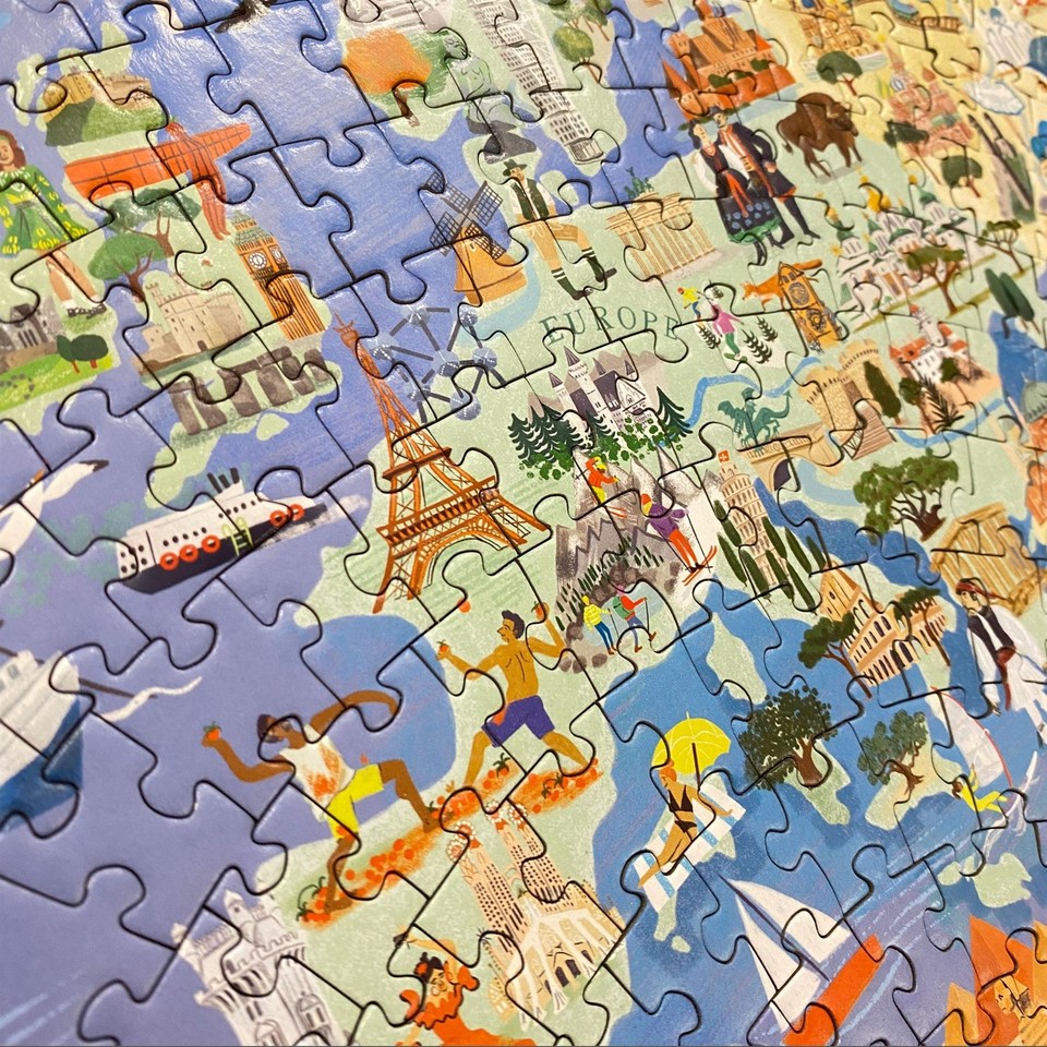 World Map Illustrated Puzzle 1000 pieces Round Jigsaw by bopster | eBay UK