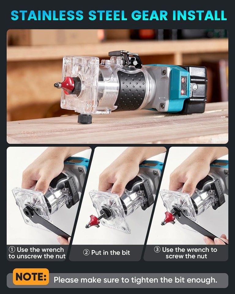 Cordless Compact Router Wood Router Tool With 2PCS 4.0Ah Batteries 21V ...