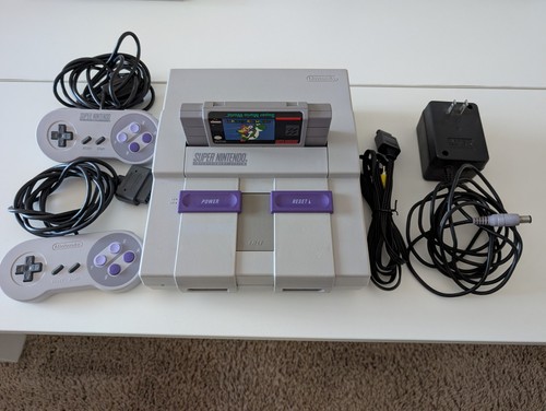 SNES Super Nintendo 1CHIP Console Tested With Mario World, Controllers ...