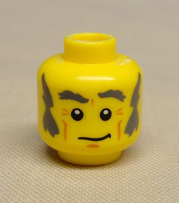 x1 NEW Lego Minifig Head Gray Eyebrows, Bushy Sideburns and Crooked ...