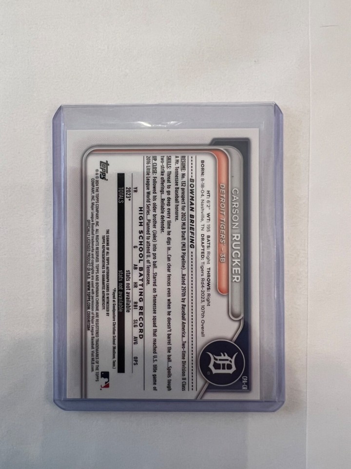 2024 bowman chrome carson rucker purple refractor 1st bowman auto 137/ ...