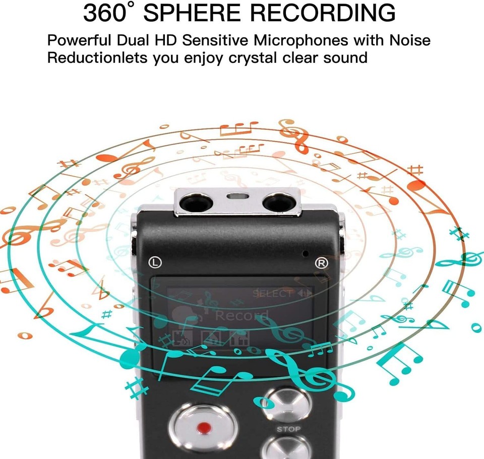 Digital Voice Recorder Mini Dictaphone Audio Sound Recorder Small Spy ...