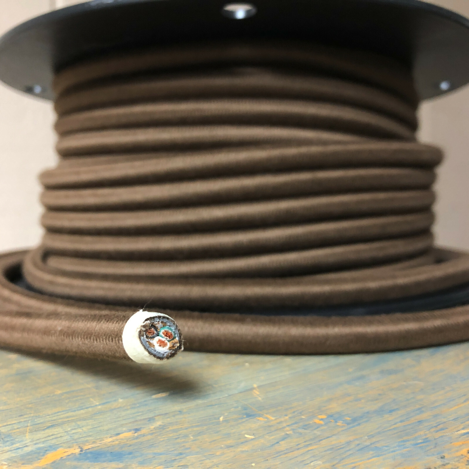 14 Gauge Cloth Covered 3-Wire Cord, Brown Color- Electrical Power Cable ...