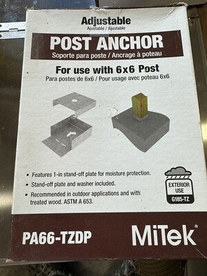 MiTek Adjustable 6x6 PA66-TZDP Post Anchor 6 x 6 Post STEEL ZINC ...