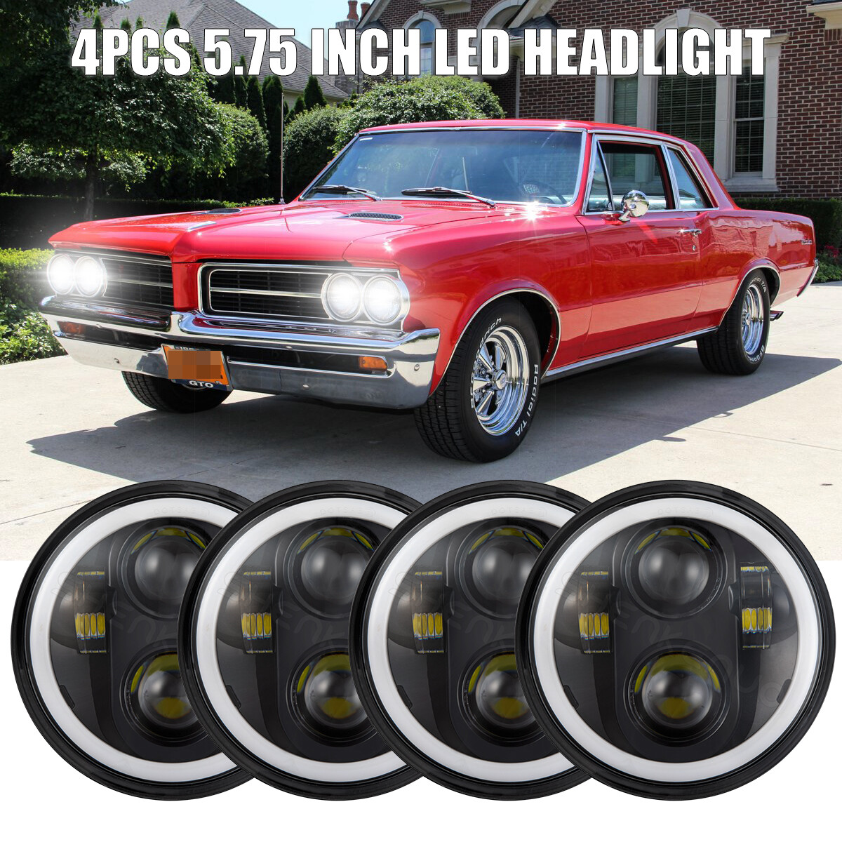 4pcs 5 3/4" 5.75" LED Headlights HI/LO Beam for Pontiac GTO Grand Prix ...