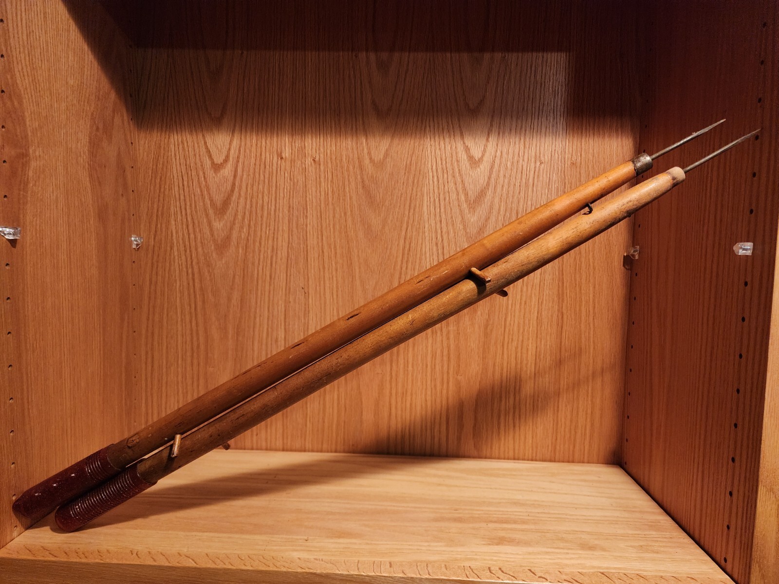 Very Cool Old Pair Of Wood Ice Fishing Sticks Berman Sporting Goods St ...