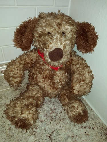 Gund Plush Puppy Dog Jed 12" Brown Tan Shaggy Stuffed Animal #5354 Red ...