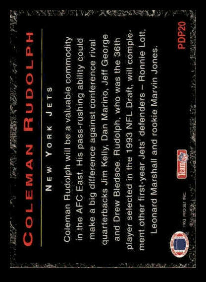 1993 Pro Set Power #PDP20 Coleman Rudolph Draft Picks New York Jets | eBay