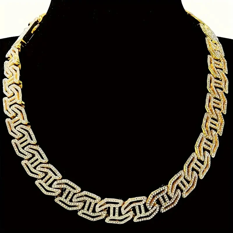 Beautiful Iced-Out Tiger Head 24 " Pendant Necklace Golden Cuban Link ...