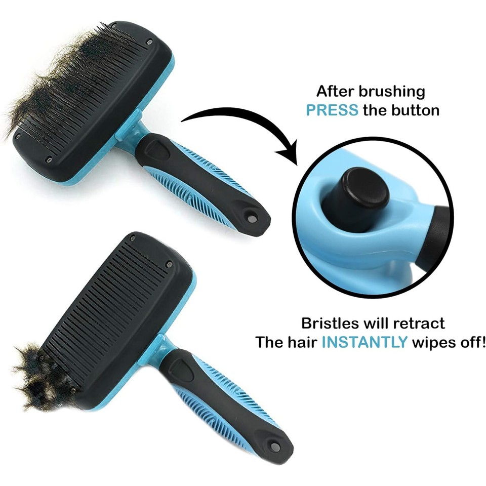 Pets First Self Cleaning Slicker Brush for Dogs & Cats Safe & Fine ...
