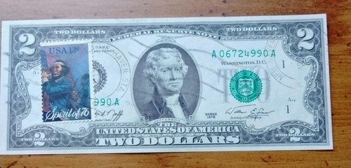 1976 Uncirculated Two Dollars Federal Reserve Note First Day Of Issue ...