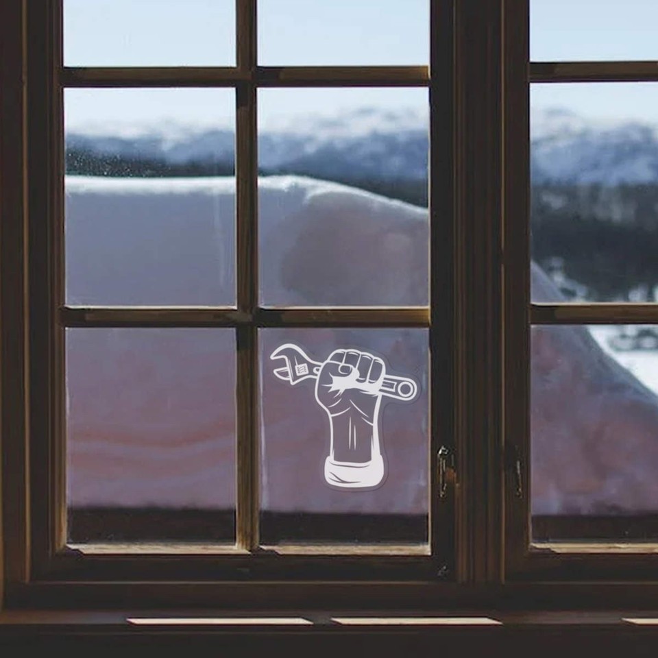 'Hand Holding Wrench' Static Window Clings / Stickers (WC059312) | eBay UK