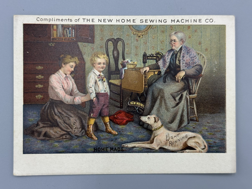 c 1900 Dog GREYHOUND New Home SEWING MACHINE Victorian Advertising ...