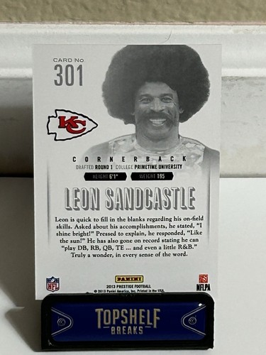 2013 Prestige #301 Leon Sandcastle (Deion Sanders) SP RC | eBay