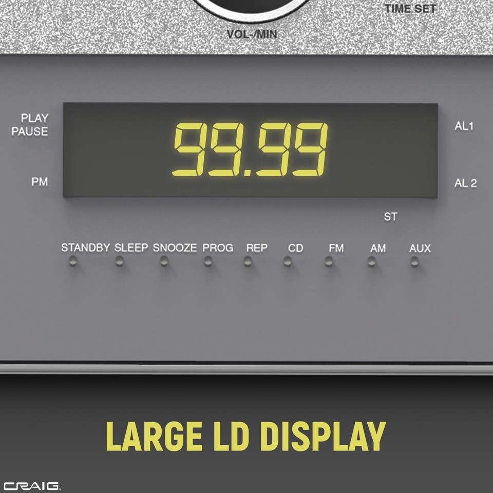 Craig CM427BT-SL 3-Piece Vertical CD Stereo Shelf System with AM/FM ...